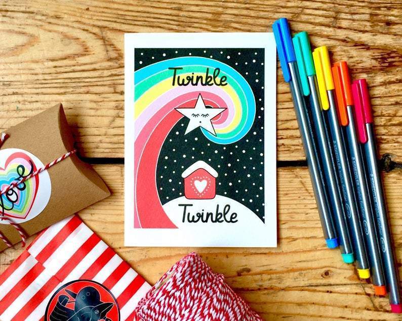 Irish-made eco Christmas card - Twinkle Twinkle. Irish-made eco ...